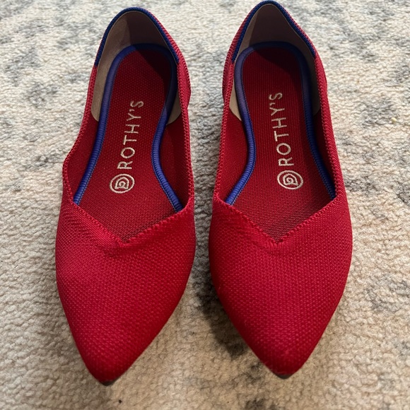 Rothy's | Shoes | Rothys The Point Red Flats Size 7 | Poshmark